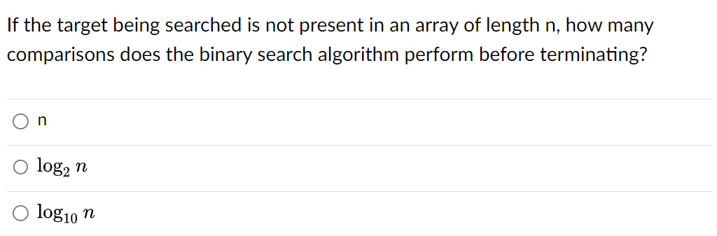 Solved If the target being searched is not present in an | Chegg.com