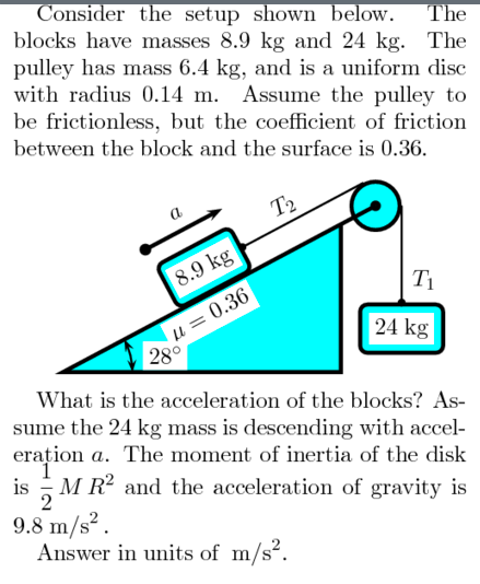 Solved Consider the setup shown below. The blocks have | Chegg.com