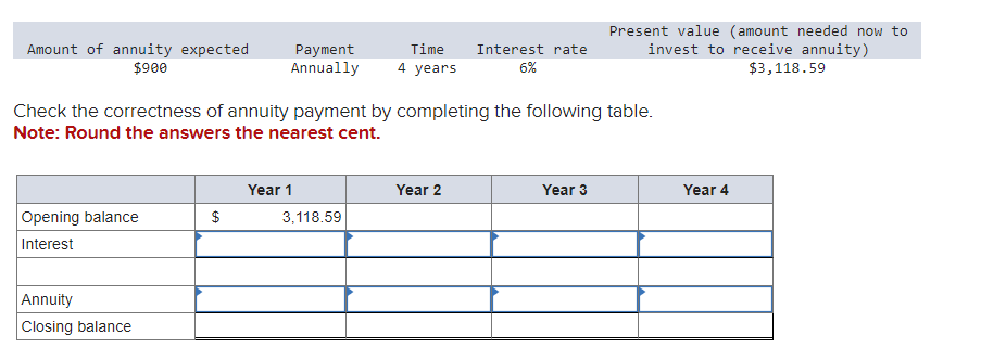 Solved Check the correctness of annuity payment by | Chegg.com