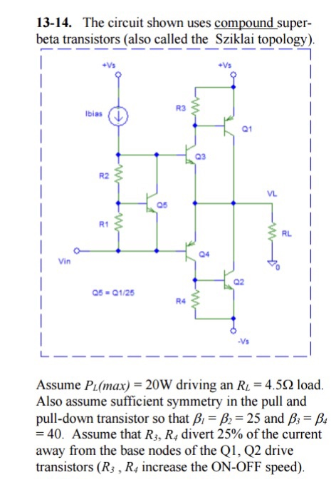 13-14. The circuit shown uses compound super beta | Chegg.com
