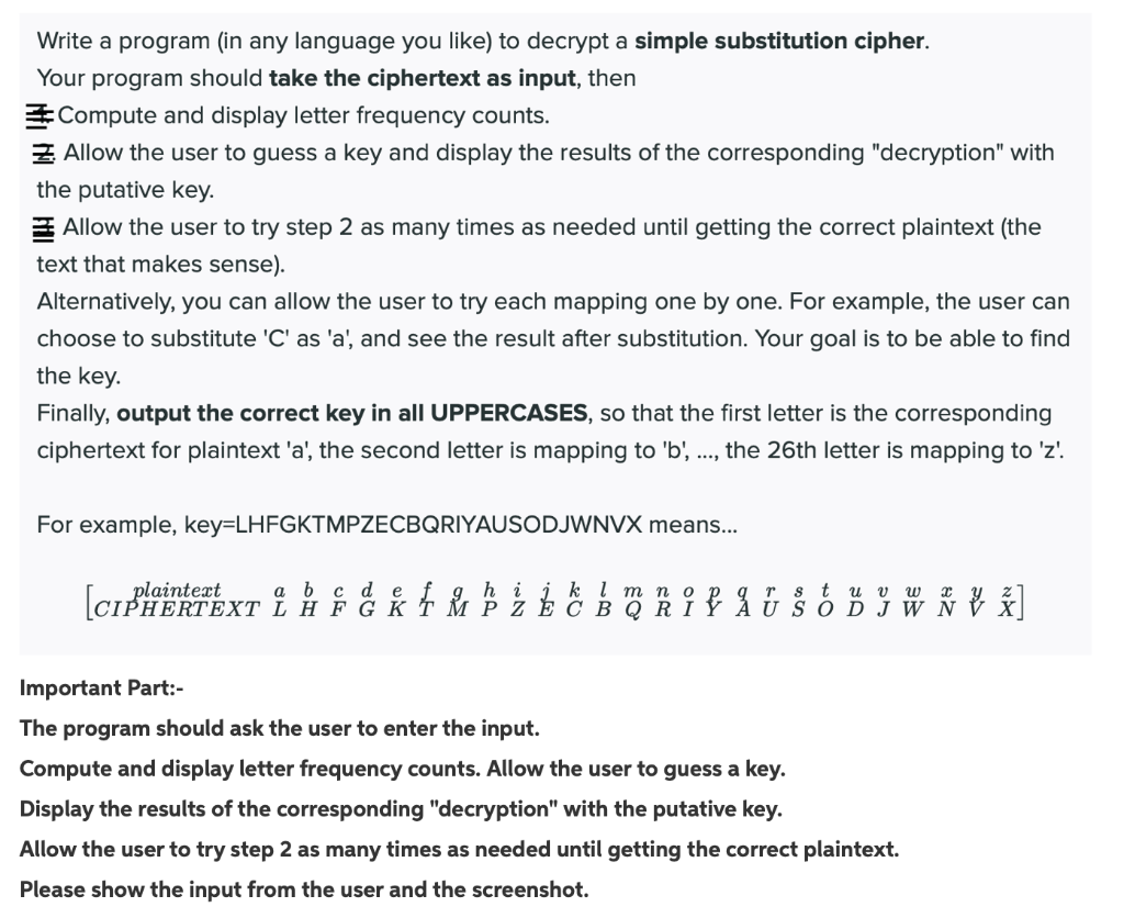 Solved Write a program (in any language you like) to decrypt | Chegg.com