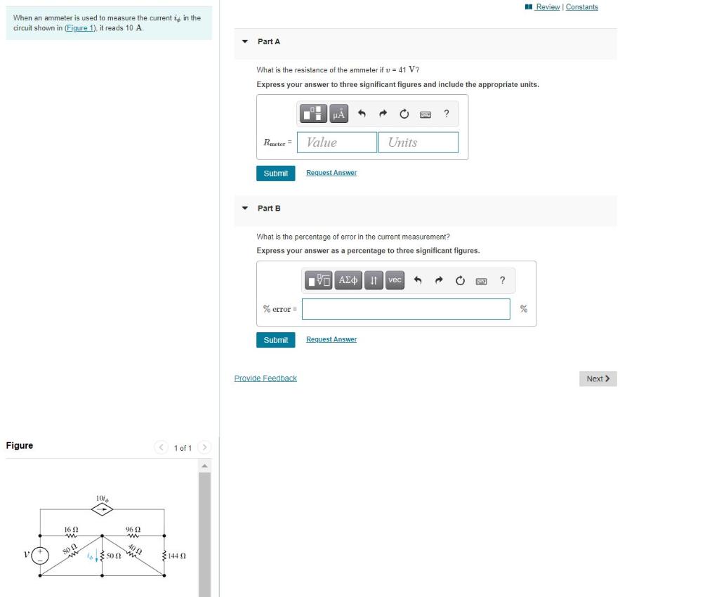 Solved Review Constants When an ammeter is used to measure | Chegg.com