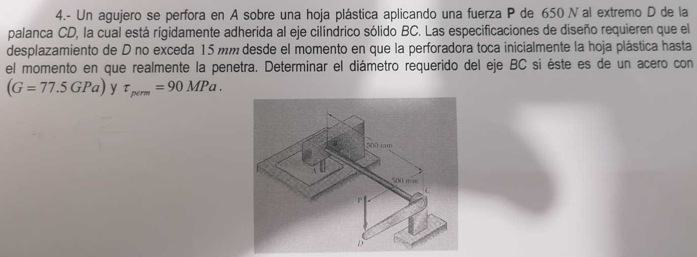 Solved 4.- ﻿Un agujero se perfora en A sobre una hoja | Chegg.com