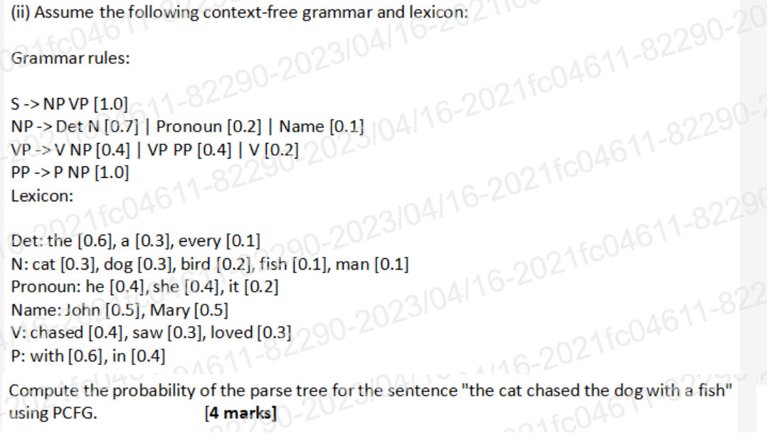 Solved (ii) Assume the following context-free grammar and | Chegg.com