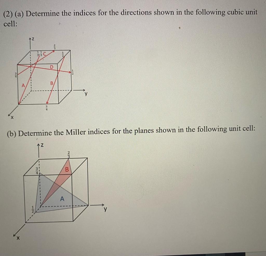 Solved (2) (a) Determine the indices for the directions | Chegg.com Solved (2) (a) Determine the indices for the directions | Chegg.com