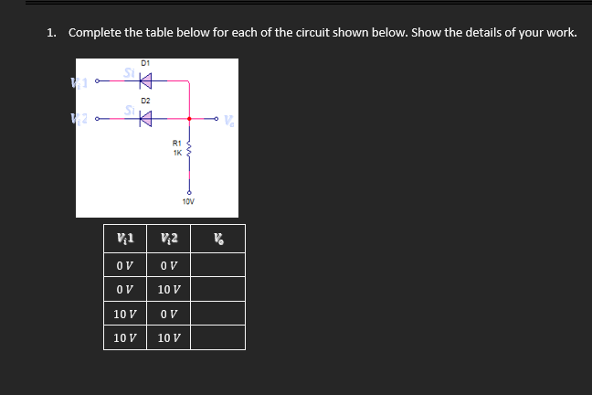 Solved 1. Complete the table below for each of the circuit | Chegg.com
