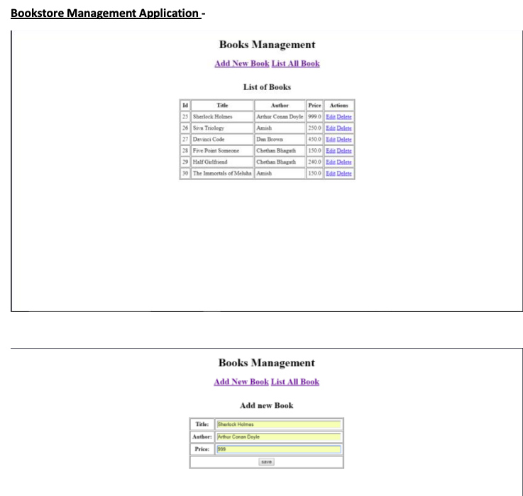 Solved (1) You are asked to create a Bookstore application | Chegg.com