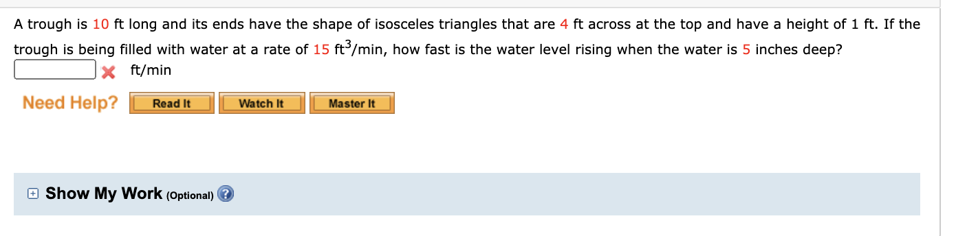 Solved A trough is 10 ft long and its ends have the shape of | Chegg.com