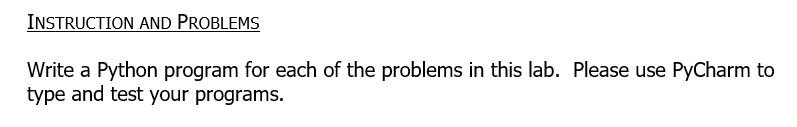 Solved INSTRUCTION AND PROBLEMS Write a Python program for | Chegg.com