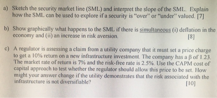 Solved a) Sketch the security market line (SML) and | Chegg.com