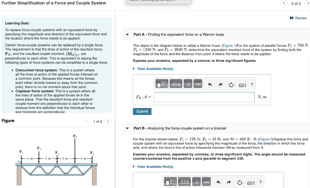 Solved Further Simplification of a Force and Couple System 2 | Chegg.com