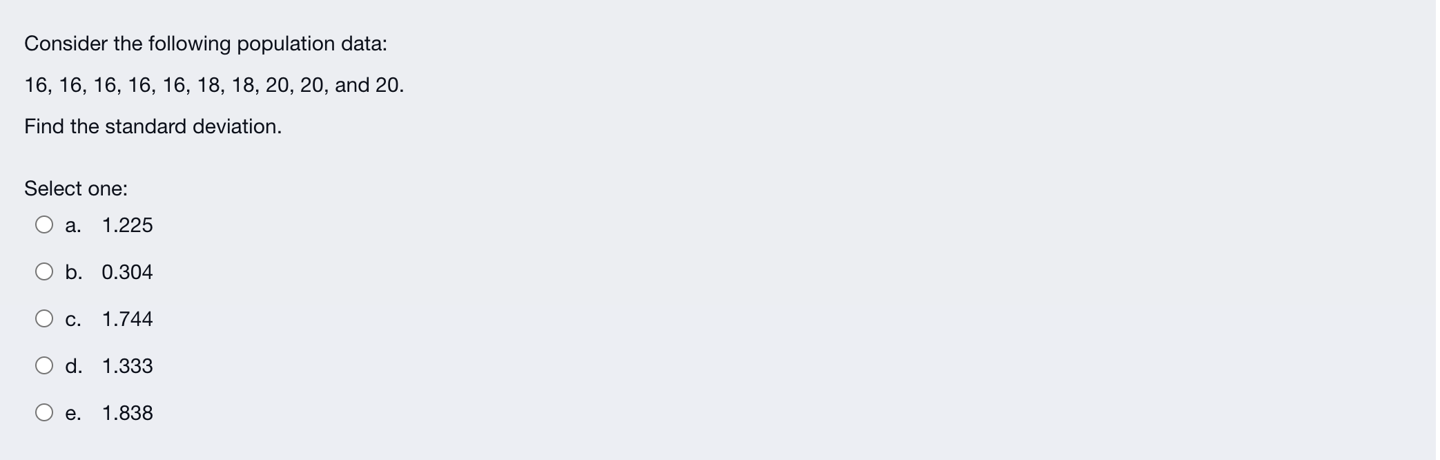 Solved Consider the following population data: 16, 16, 16, | Chegg.com