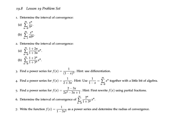 Solved 19.8 Lesson 19 Problem Set 1. Determine the interval | Chegg.com
