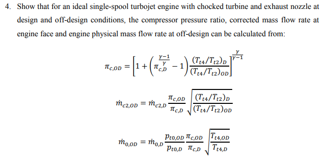 Show that for an ideal single-spool turbojet engine | Chegg.com