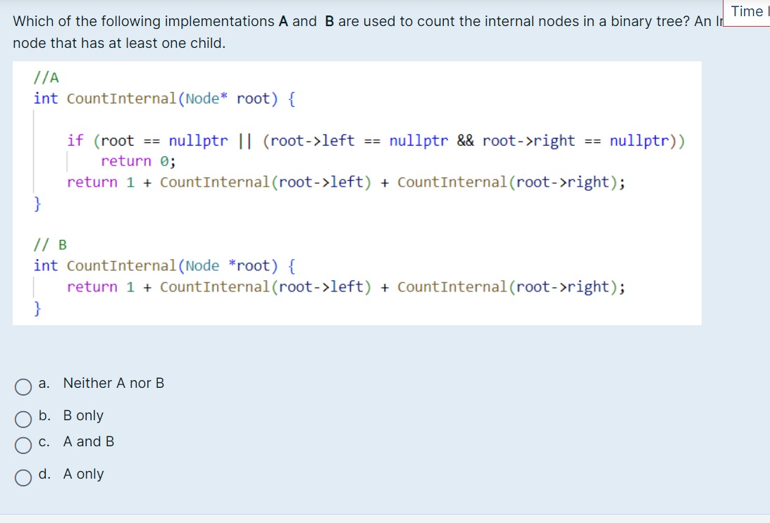 Solved Which of the following implementations A and B ﻿are | Chegg.com