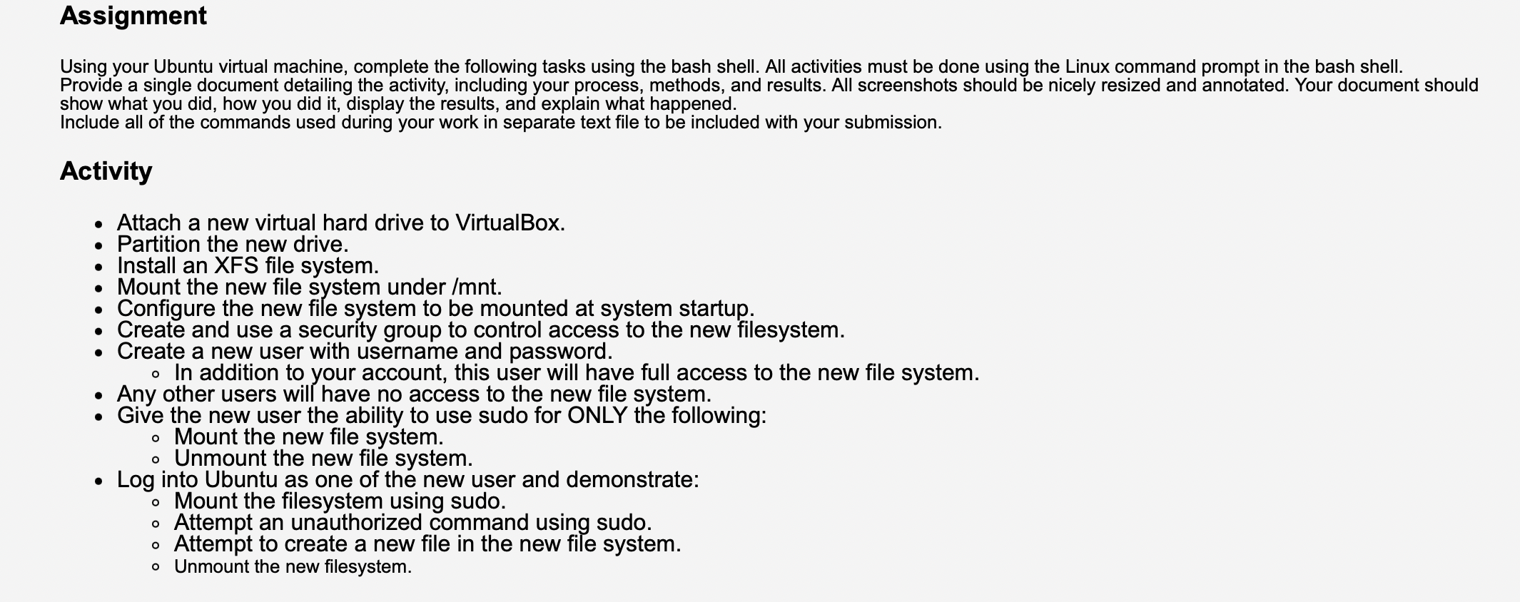 Assignment Using Your Ubuntu Virtual Machine 4717