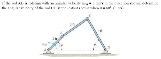 Solved If the rod AB is rotating with an angular velocity AB | Chegg.com