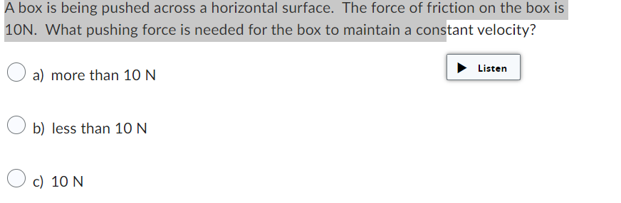Solved A box is being pushed across a horizontal surface. | Chegg.com