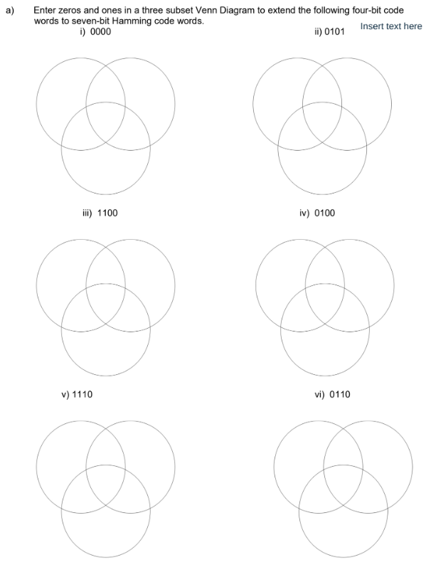 Solved Use Venn Diagrams in the error detection process to | Chegg.com