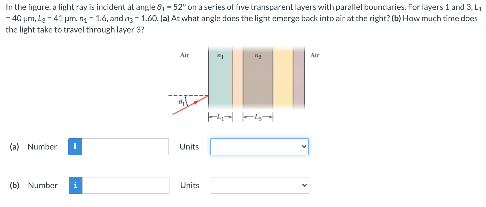 Solved In the figure, a light ray is incident at angle | Chegg.com