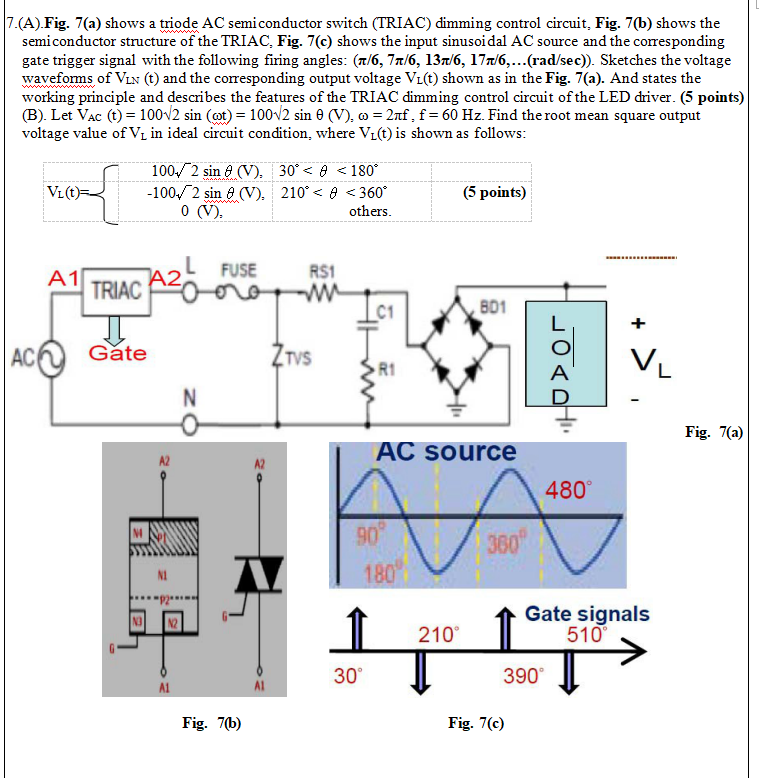 Solved 7.(A).Fig. 7(a) shows a triode AC semiconductor | Chegg.com