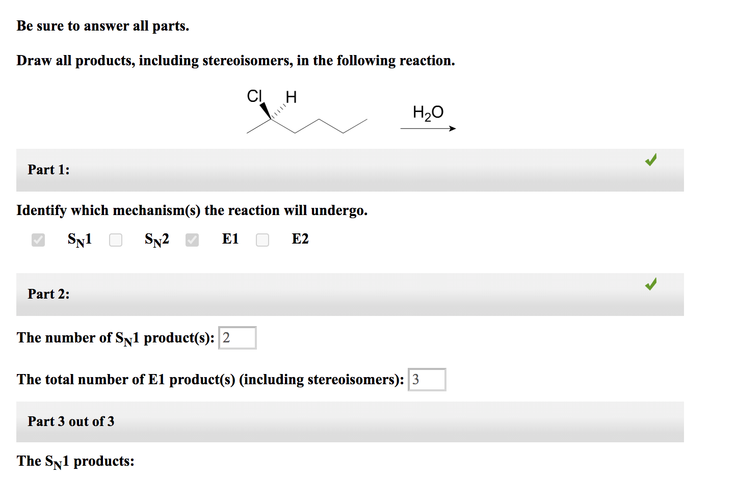 Solved Part 3 out of 3 The Sy1 products: OH edit structure | Chegg.com