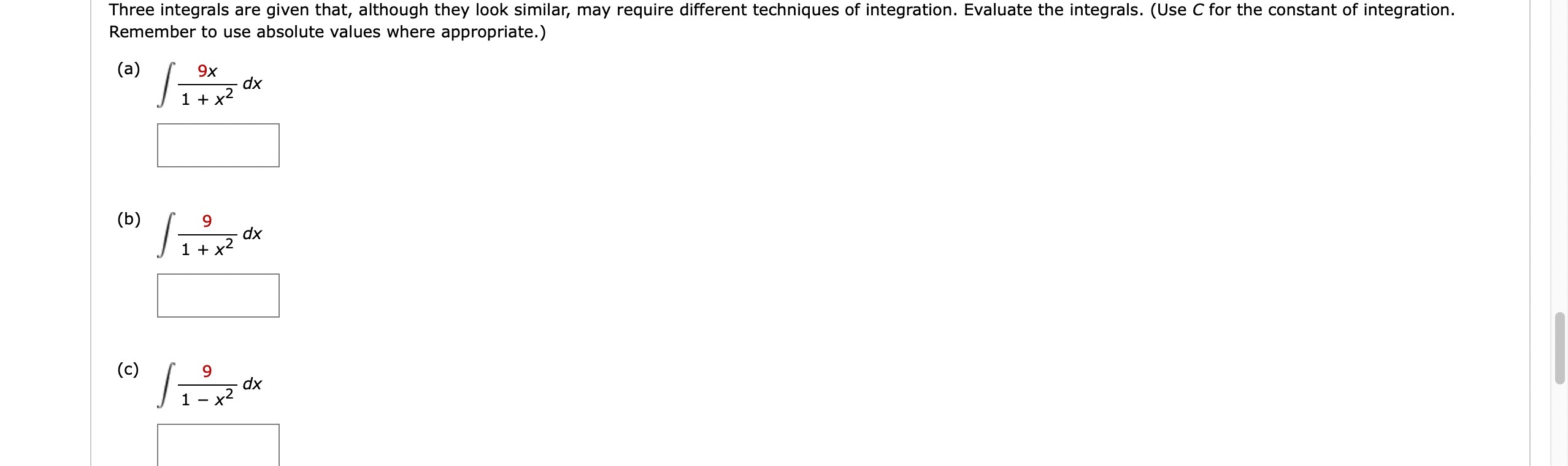 Three integrals are given that, although they look | Chegg.com