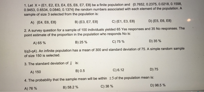 Solved Let X = {E1, E2, E3, E4, E5, E6, E7, E8} be a finite | Chegg.com