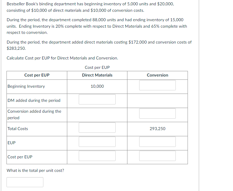Solved Bestseller Book's binding department has beginning | Chegg.com
