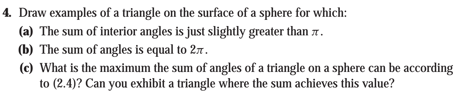 Solved 4. Draw examples of a triangle on the surface of a | Chegg.com