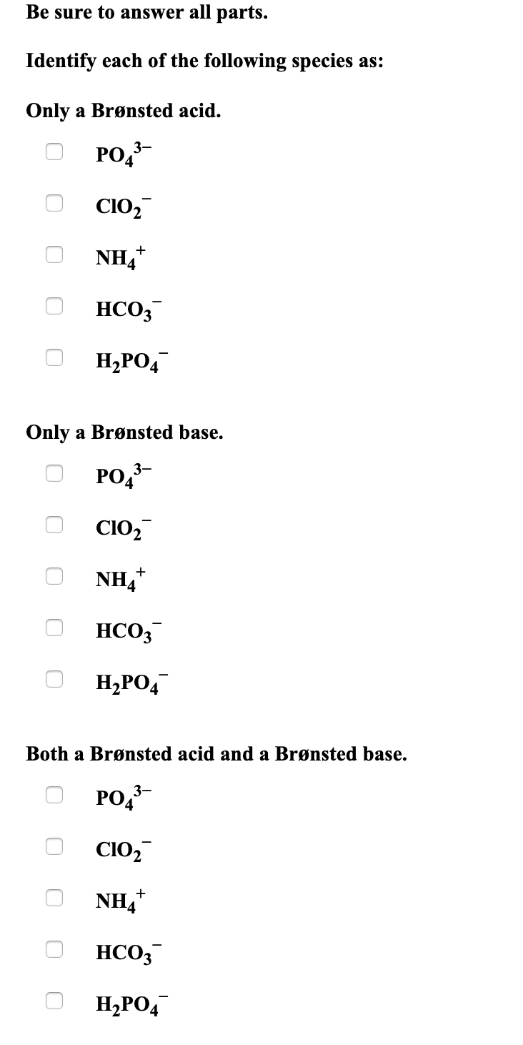 Solved Be sure to answer all parts. Identify each of the | Chegg.com