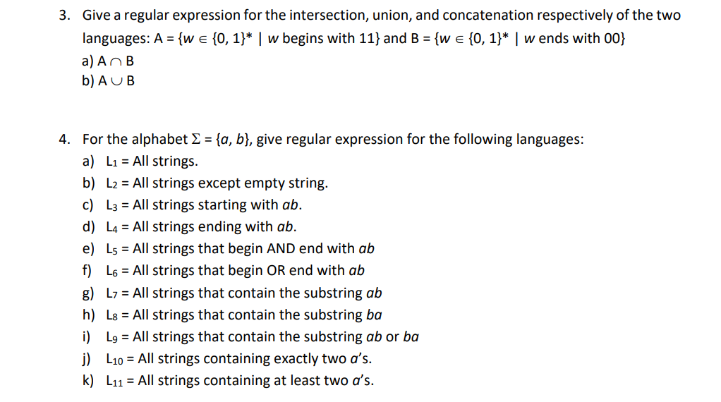 Solved 3. Give a regular expression for the intersection, | Chegg.com