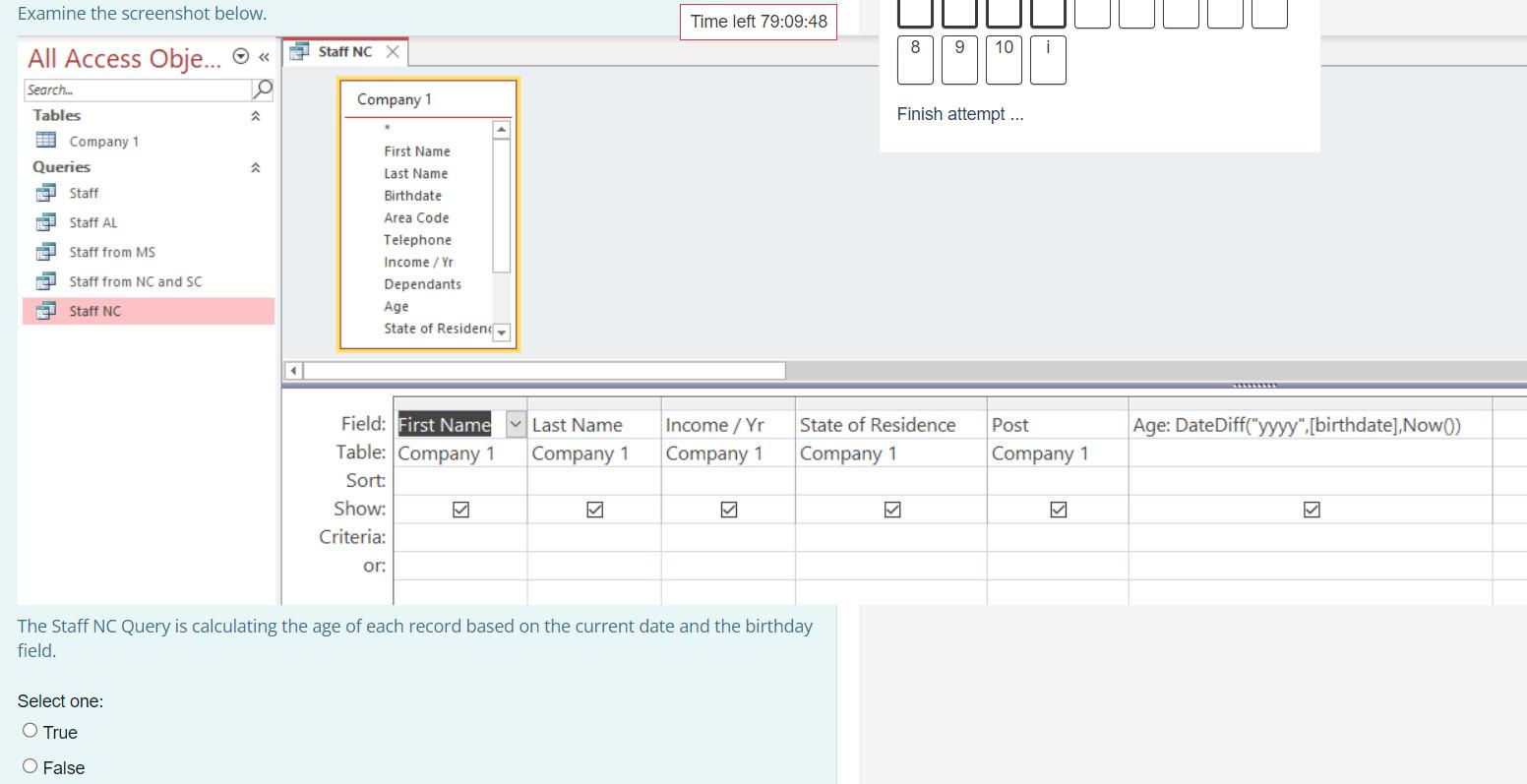 Solved Examine the screenshot below. The Staff NC Query is | Chegg.com