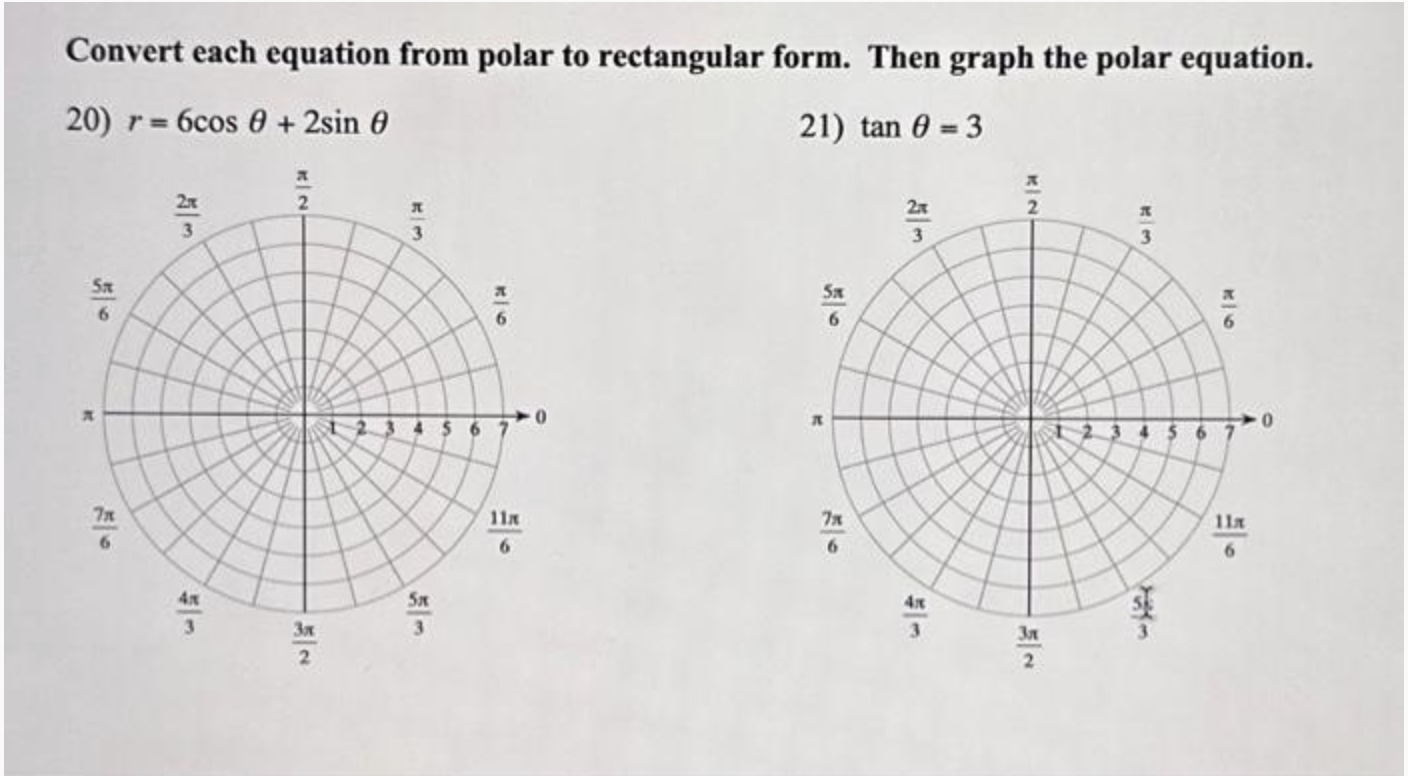 Solved Convert each equation from polar to rectangular form. | Chegg.com