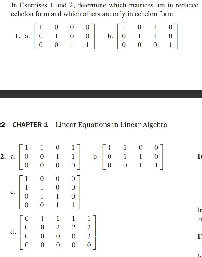 Solved In Exercises 1 and 2, determine which matrices are in | Chegg.com
