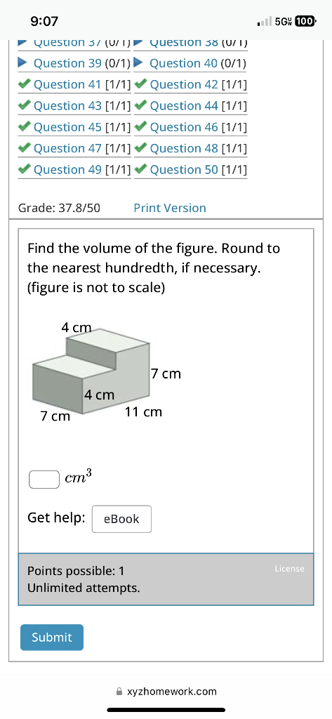 Solved Find the volume of the figure. Round to the nearest | Chegg.com