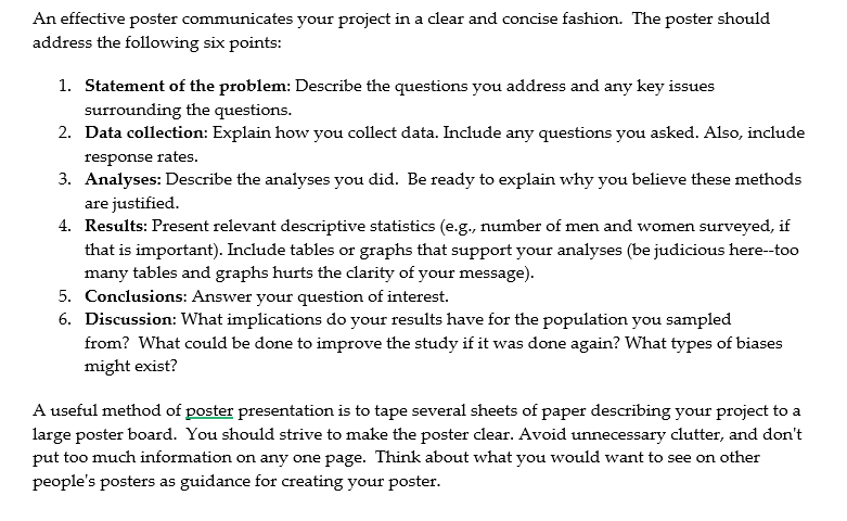 Solved Statistics Instructions for Data Analysis Project | Chegg.com