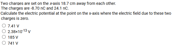 Solved Two charaes are set on the x-axis 18.7 cm away from | Chegg.com
