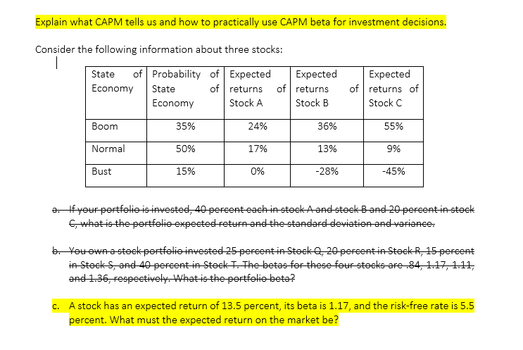 Solved Explain what CAPM tells us and how to practically use | Chegg.com