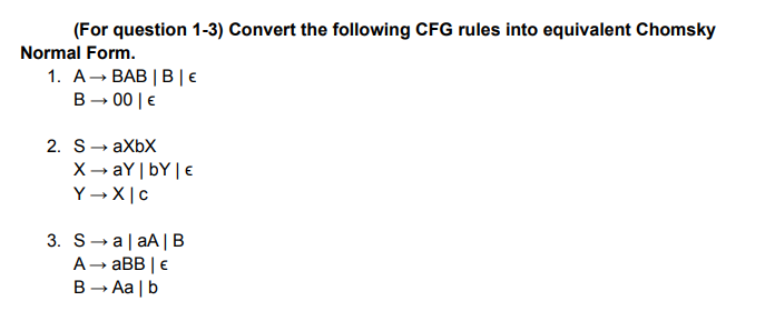 Solved (For question 1-3) Convert the following CFG rules | Chegg.com