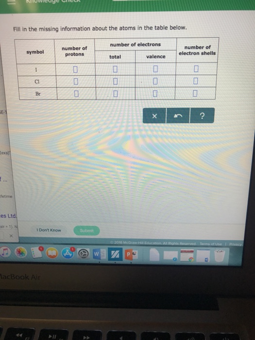 Solved Fill in the missing information about the atoms in | Chegg.com