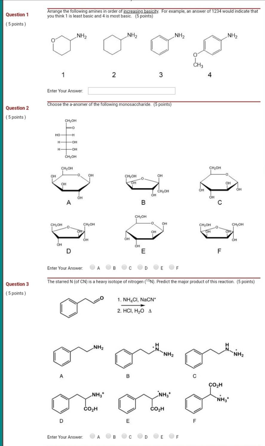 Solved Question 1 Arrange the following amines in order of | Chegg.com