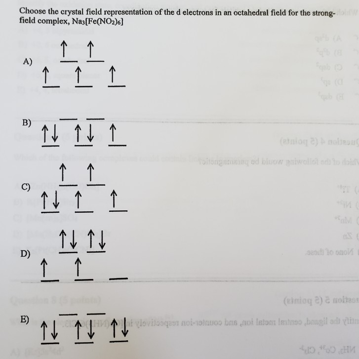 Solved Choose the crystal field representation of the d | Chegg.com