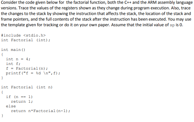 Consider the code given below for the factorial | Chegg.com