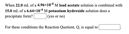 Solved q,is equal= precipitate form= | Chegg.com
