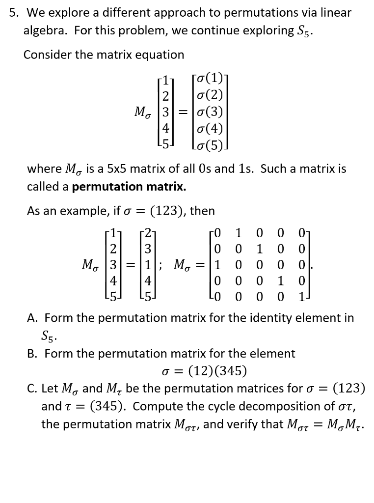 Solved 5. We explore a different approach to permutations | Chegg.com