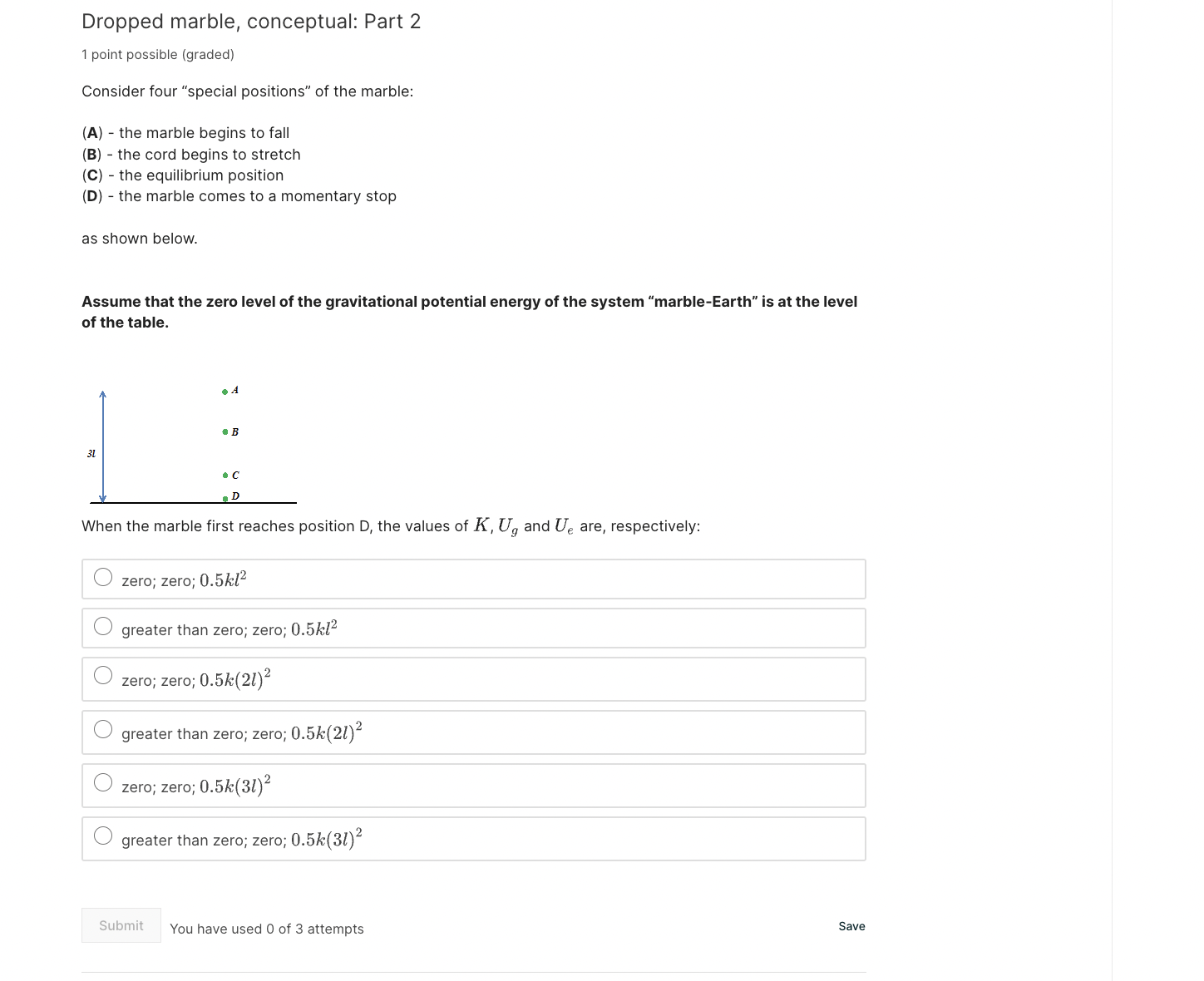 Solved Dropped marble, conceptual: Part 2 1 point possible | Chegg.com
