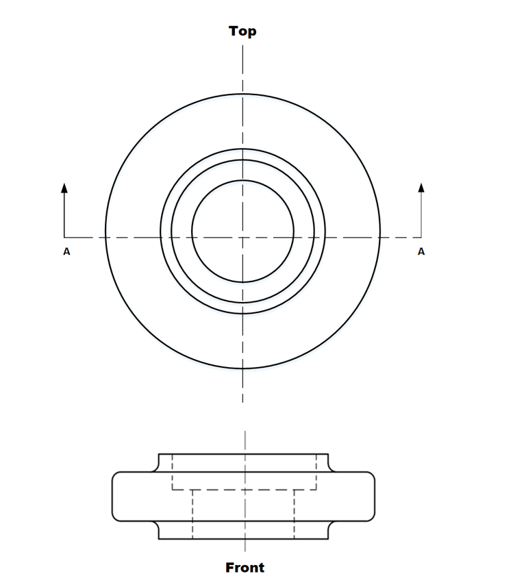Solved Simply draw the sectioned view as the answer on the | Chegg.com