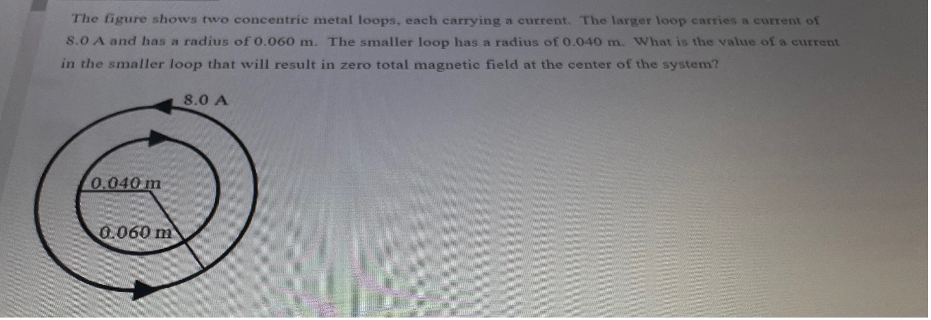 Solved The figure shows two concentric metal loops, each | Chegg.com