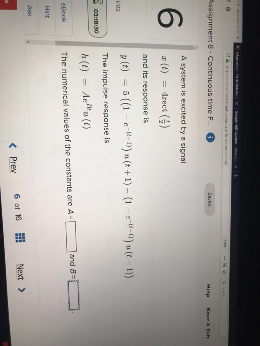 Solved nment 8-Continuous-time F… Saved Help Save Problem | Chegg.com